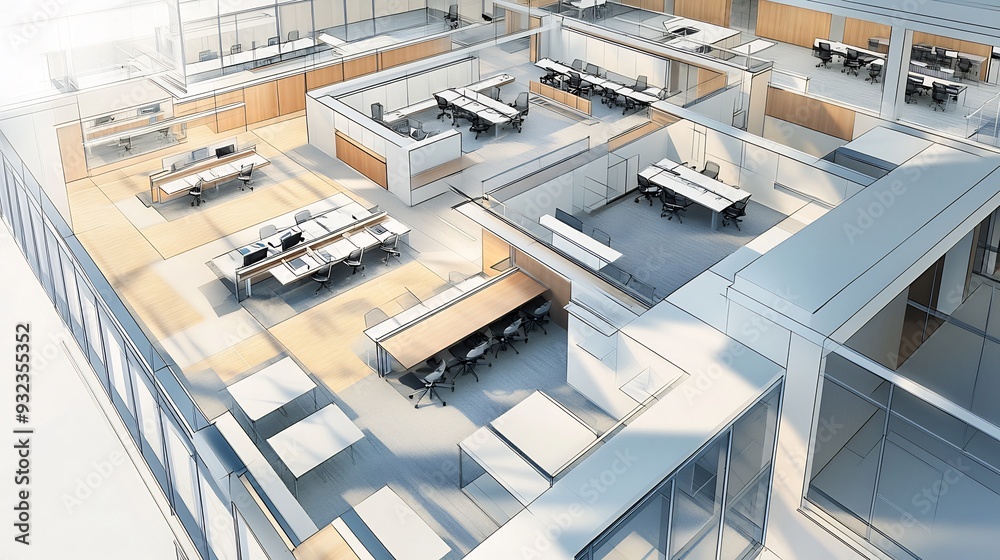 Detailed architectural design for corporate office space emphasizing ...