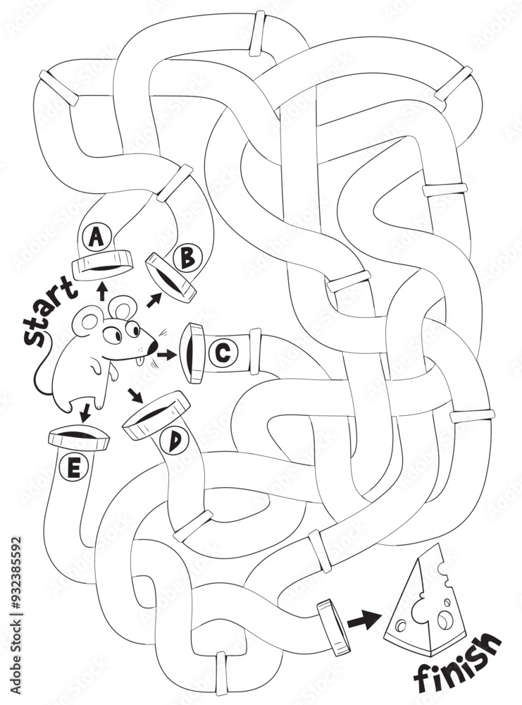 Image vectorielle Stock Help the mouse through the labyrinth. Children ...