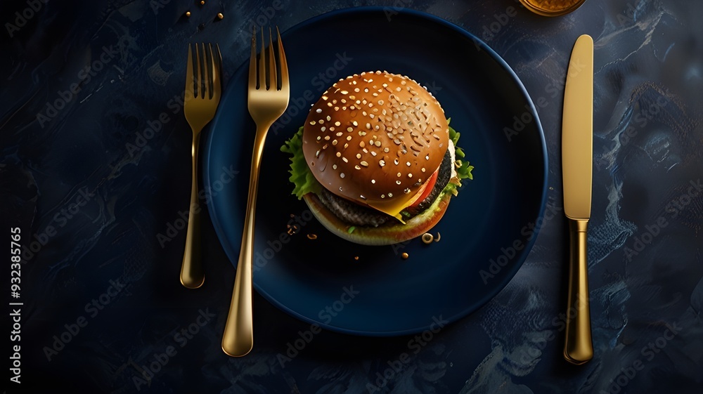 A close up, 3D and HD image of a delicious hamburger, small, medium and ...