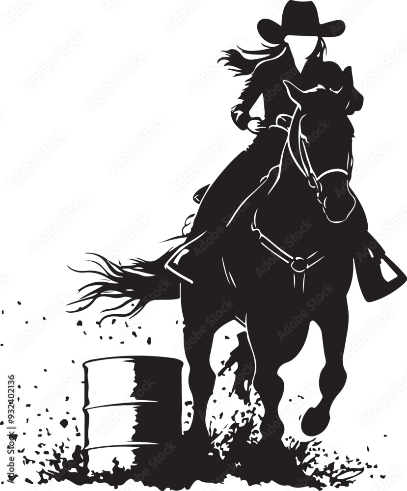 Barrel Racing Girl Horse Rider Silhouette Stock Vector | Adobe Stock