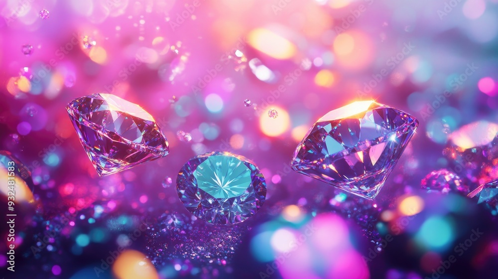 Dropping diamonds of different shapes and sizes over neon dots ...