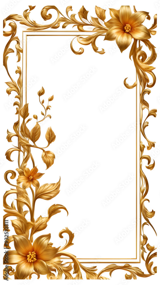 Luxury Gold Flower Border Frame Transparent PNG Transparent Background ...