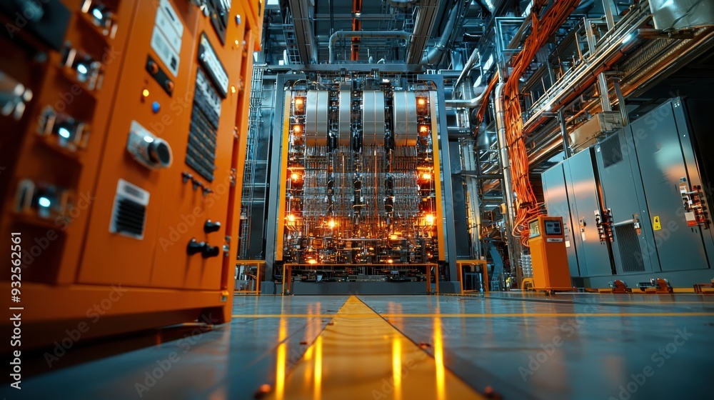 An expansive view of a large uranium nuclear facility with multiple ...