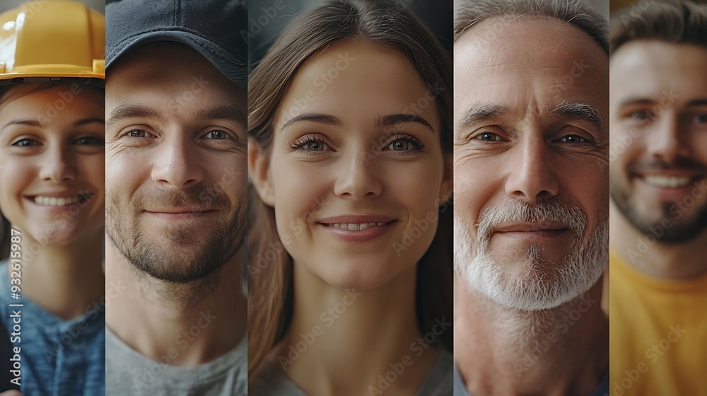 Many different professions collage Happy people portraits mix Lot ...