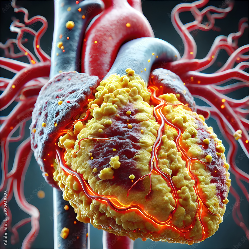 Heart anatomy: 3D human heart illustrating coronary artery disease (CAD ...