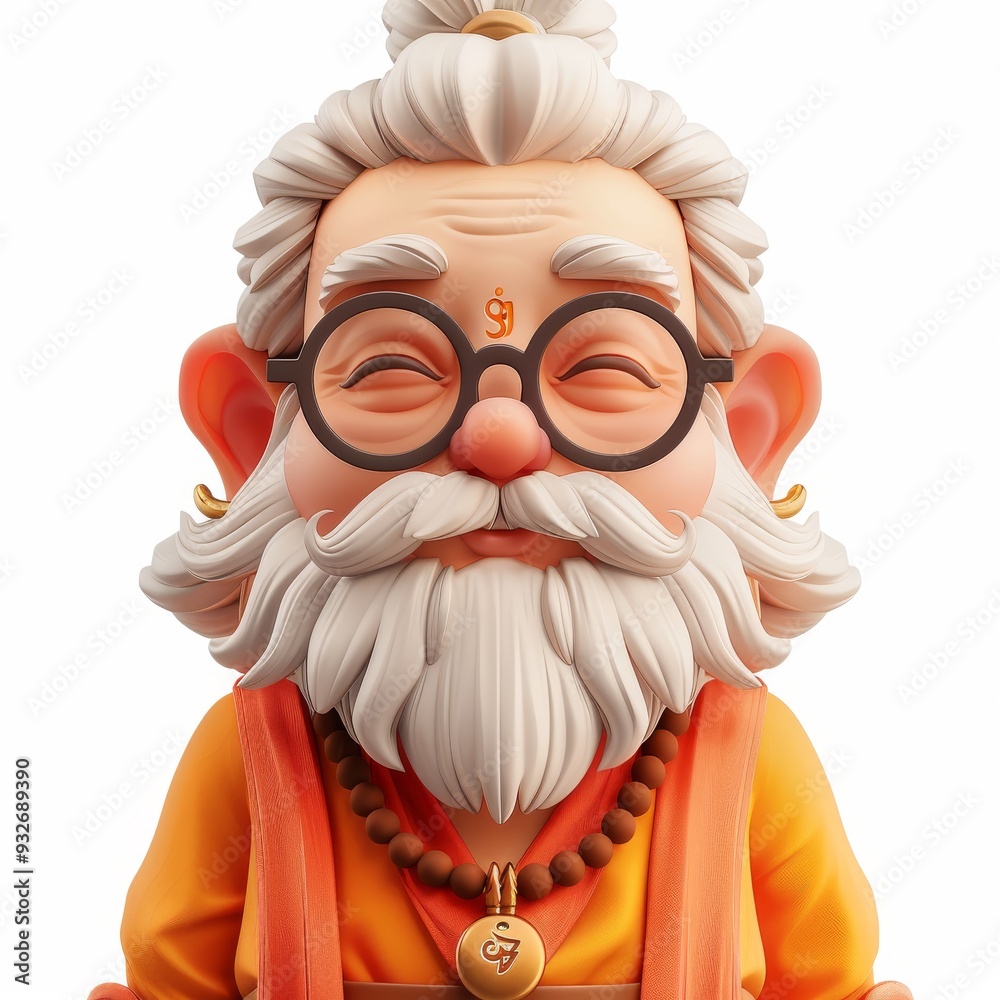 Cartoon 3D Guru Purnima 3D cartoon style. Isolated white background ...