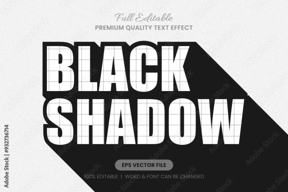 Black Long Shadow editable text effect,font graphic style Suitable for presentations, posters ...