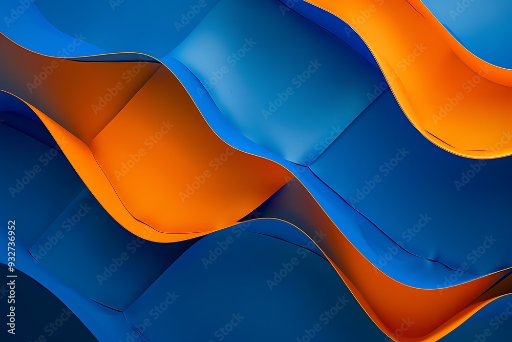 Blue and orange background with abstract shapes, soft curves, smooth ...