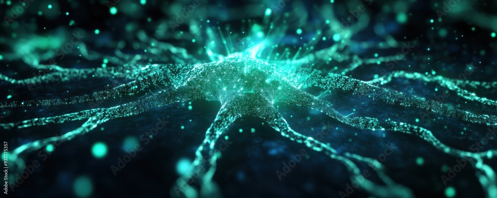 Futuristic biochemistry reaction visualization featuring a taxonomy ...