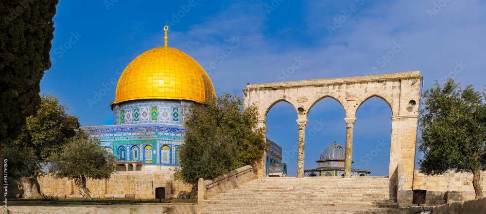 Israel, Jerusalem. Temple Mount, Al-Aqsa Mosque linked to Muhammad and rebuilt over the 8th to ...