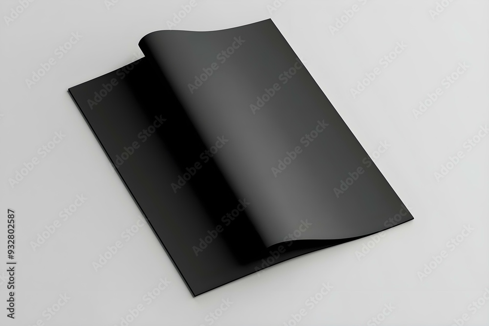 Black A4 trifold paper brochure mockup, Blank tempelate, Leaflet ...