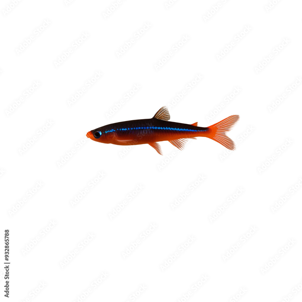 TRANSPARENT PNG ULTRA HD 8K A solitary Neon Tetra fish with vibrant ...