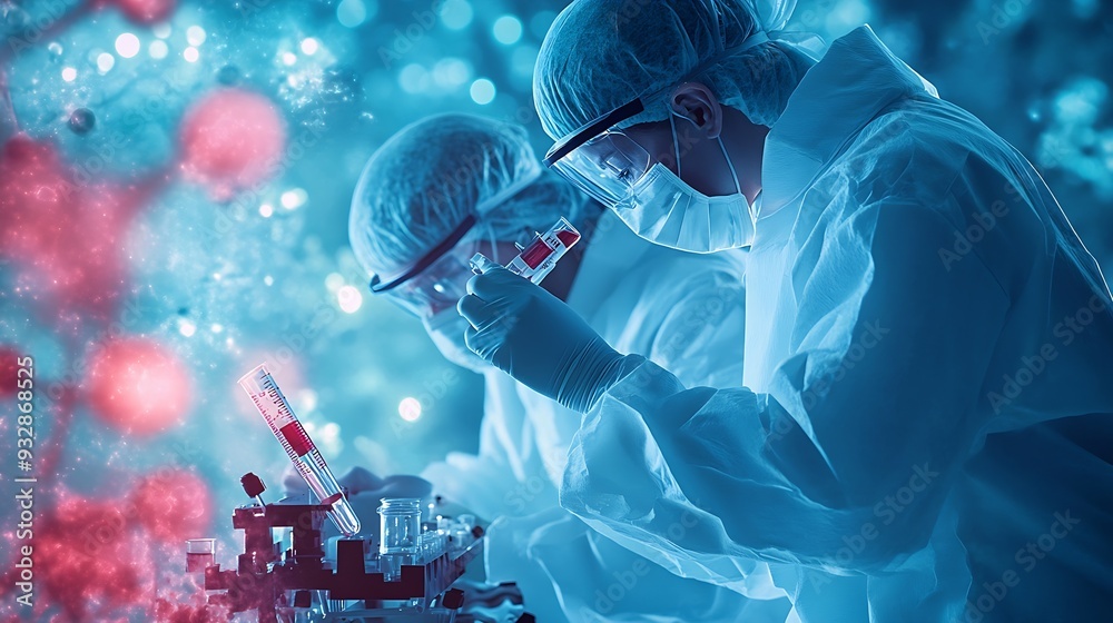 Two med doctors scientists making medical researches for illness ...