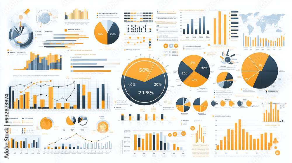 A detailed infographic using a combination of pie charts and pictograms ...