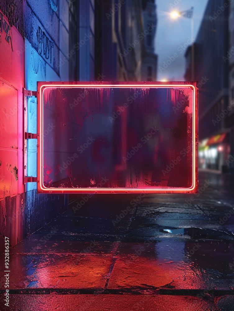 Neon vintage name display with blank area and glowing frames for clubs ...