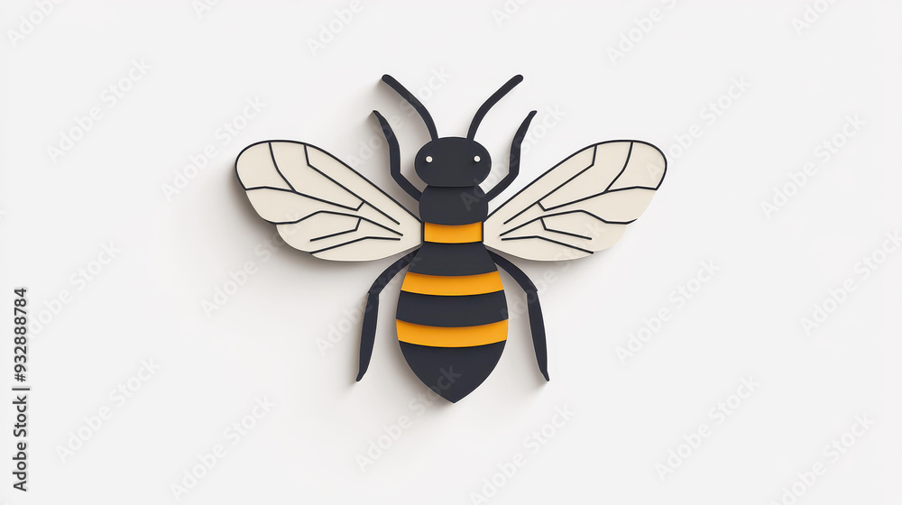 Delight in this whimsical bee art, a modern flat illustration bringing ...