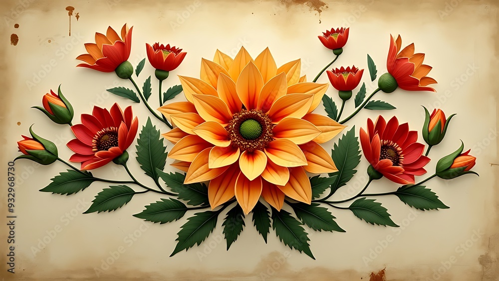 Traditional hand painted tole design for a canal boat or a narrow boat ...