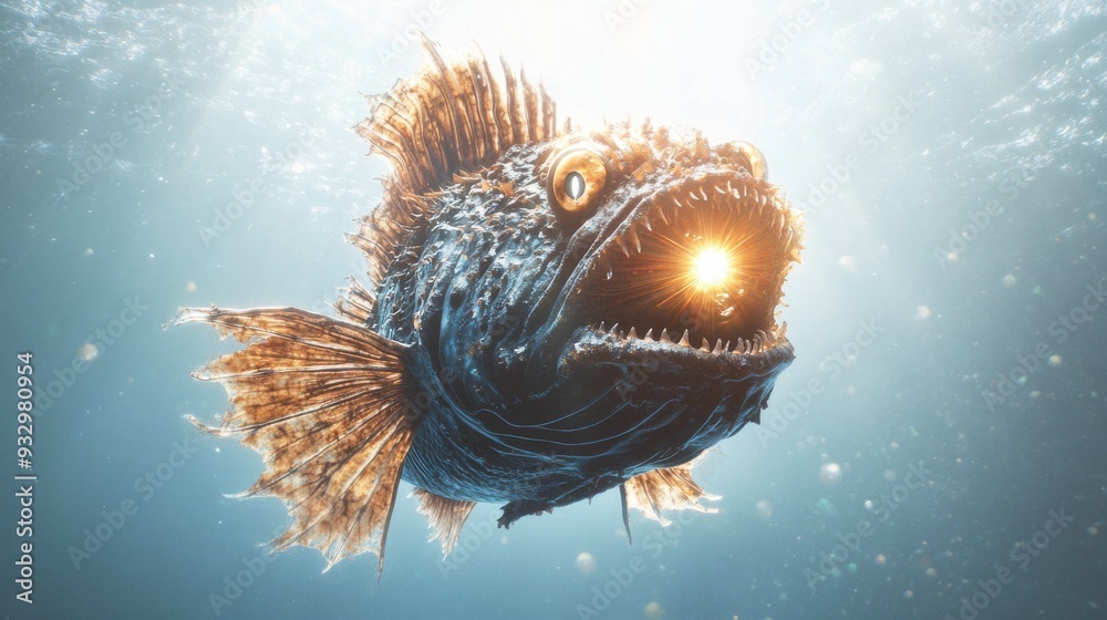 Abyssal Predator: A bioluminescent deep-sea fish with razor-sharp teeth ...