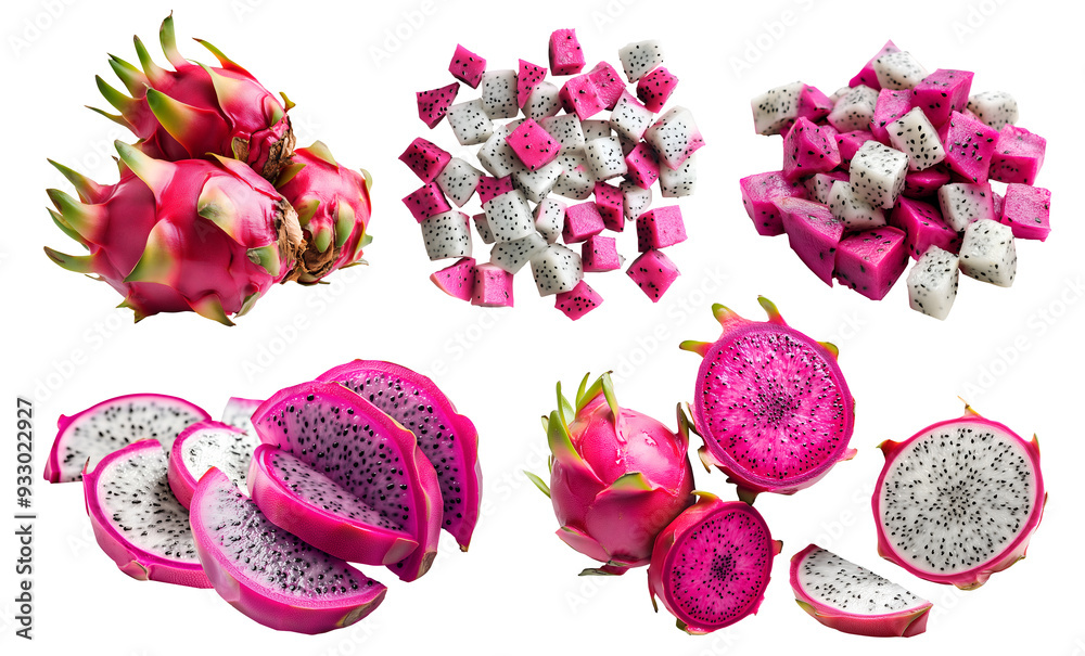 Photo Stock Mix of white purple red flesh Dragon fruit pitaya pitahaya ...