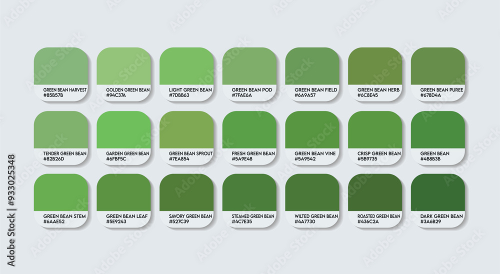 เวกเตอร์ Stock Green Bean Color Palette, Green Beans Color Guide ...
