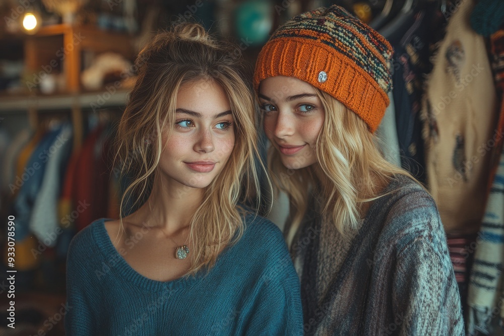 Gen Z friends helping each other pick outfits for an upcoming date ...