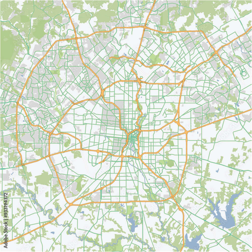 Road map of San Antonio in Texas. Contains layered vector with roads ...
