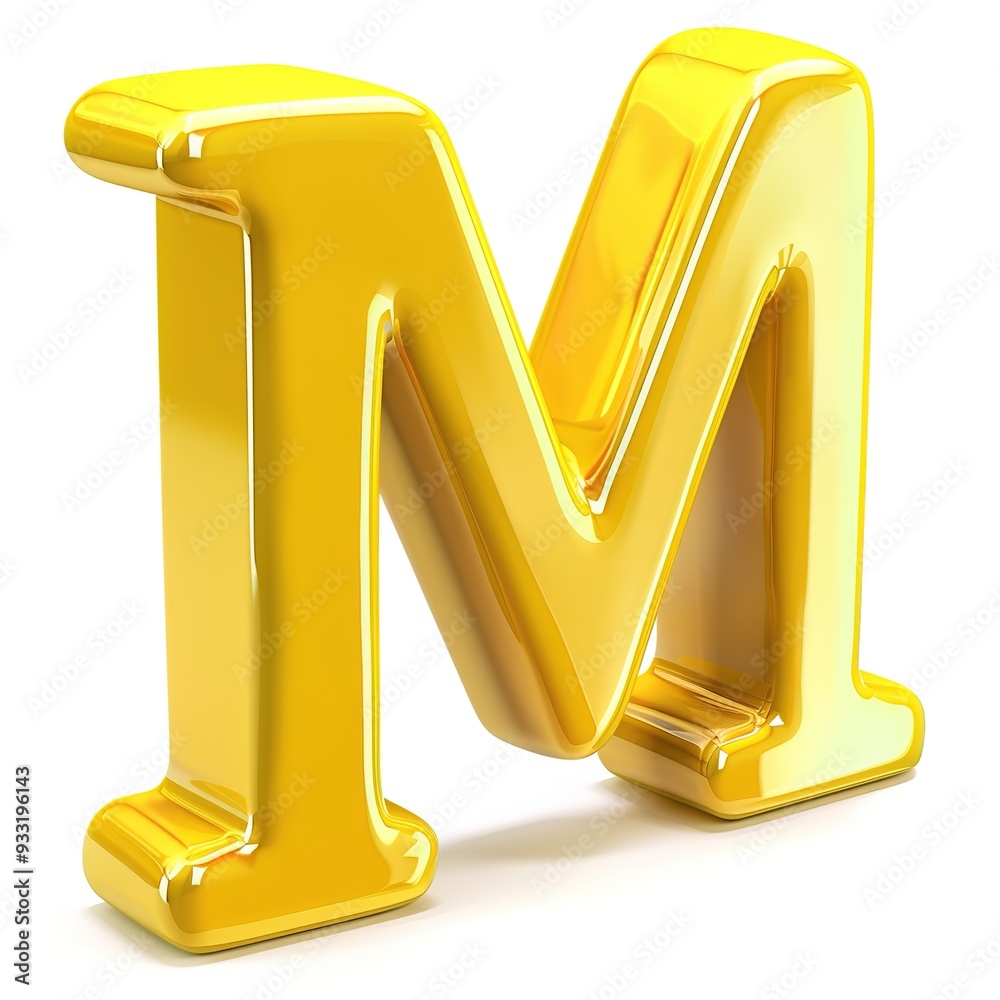 Large Capital Letter M in Cartoon Style Yellow 3D: A Bold and Vibrant ...