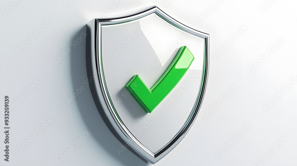 cartoon 3d Icon safety shield green check mark perspective . white symbol security safety icon ...