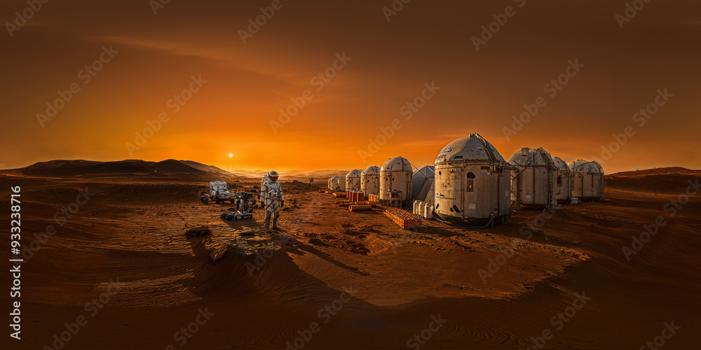 Science base and Space shuttle on Mars land 8K VR, VR 360 degree Mars ...