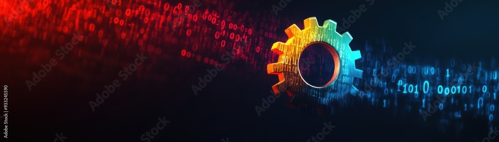 Evolution of Technology: Gears Transforming into Binary Code in Digital Transformation Concept ...