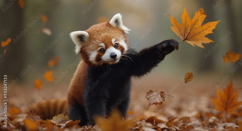Cute animal wallpaper collection, Autumn acrobat, Red panda reaches for ...