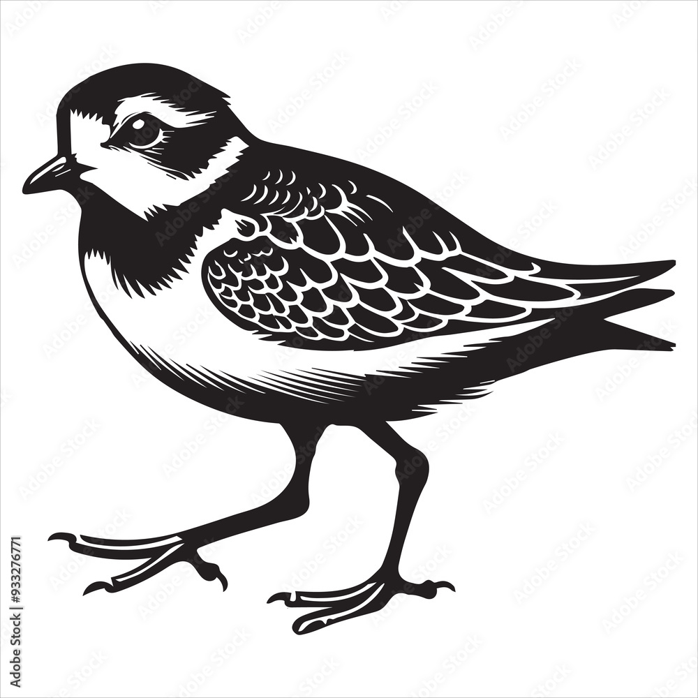 Piping Plover Silhouette - Plover Birt Clipart, Piping Plover walking ...
