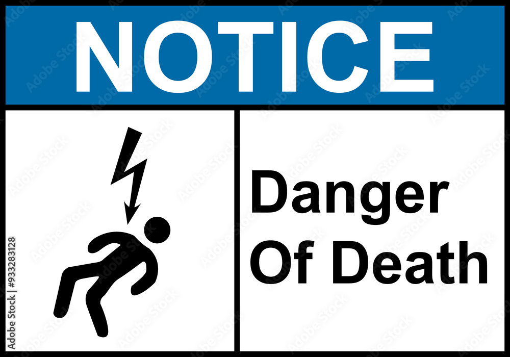 Electric shock sign. High voltage cable warning sign. High voltage ...