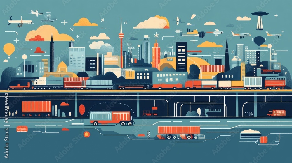 Centralized Transportation Network and Logistics Control System Flat ...