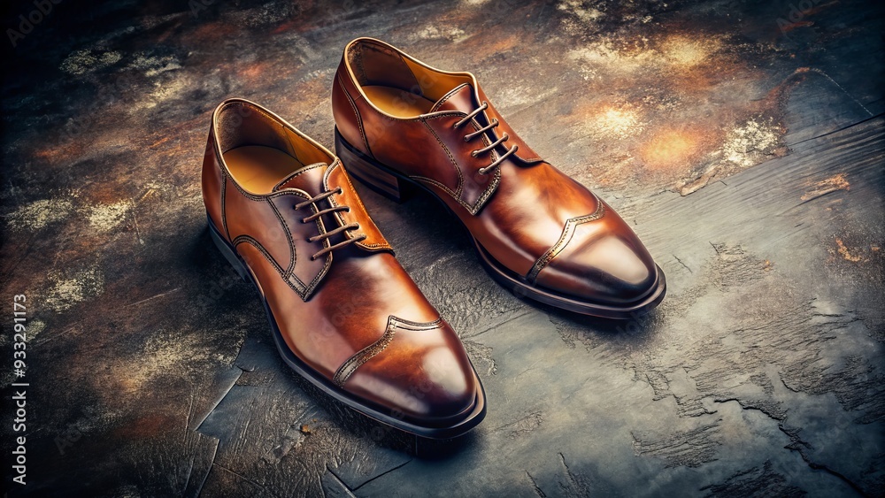 Shoes placed on a textured floor create a striking visual juxtaposition ...