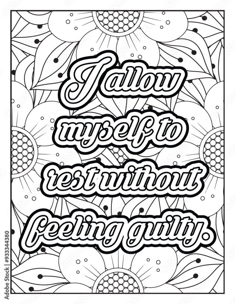Affirmation Quotes with Mandala pattern. Hand drawn with black and ...