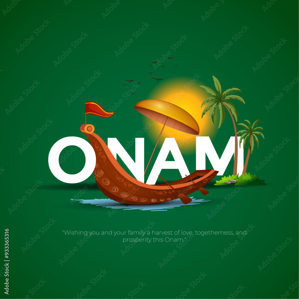 Happy Onam Post and Greeting Card. Minimal and Modern Onam Festival ...