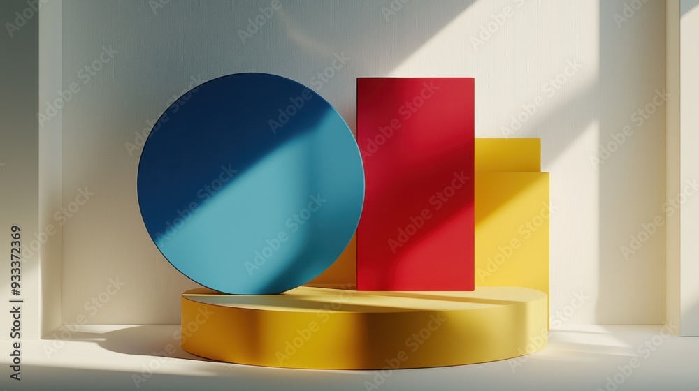 Vibrant Cubist Display, modern artistic showcase of a cosmetic product ...