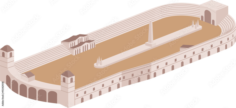 Roman large open-air Circus Maximus. Ancient public rectangle building ...