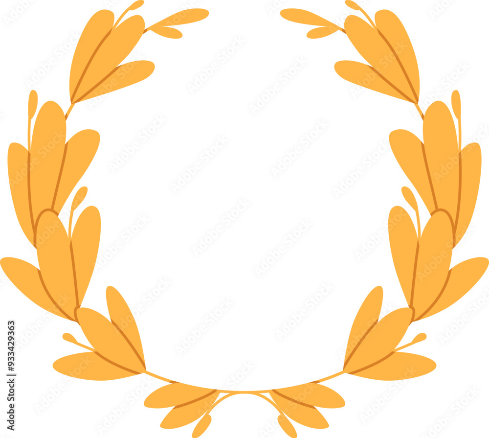 Roman laurel wreath from laurus leaf. Circle award for winners. Gold ...