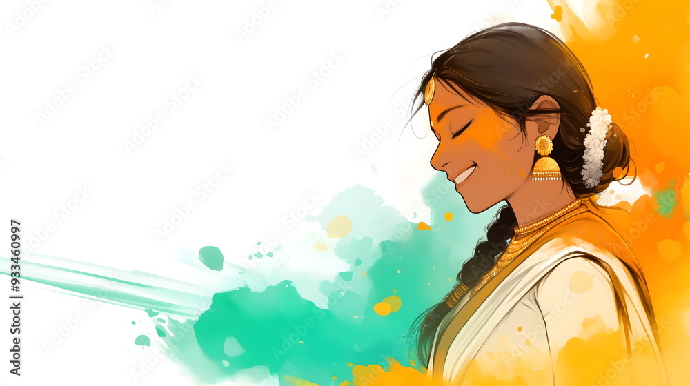 Indian happy girl with dry colored Holi powder in the colors of the ...