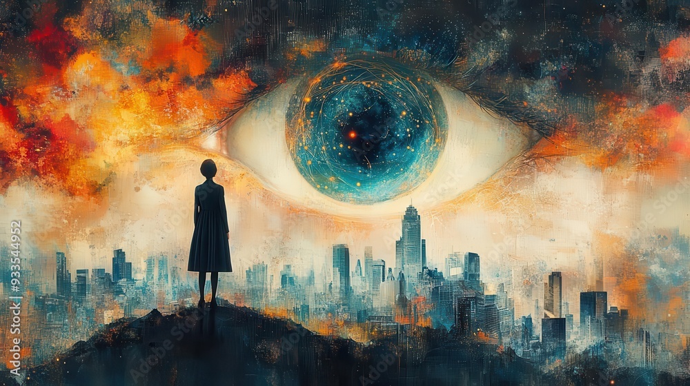surreal collage merging symbols of education and intelligence abstract ...