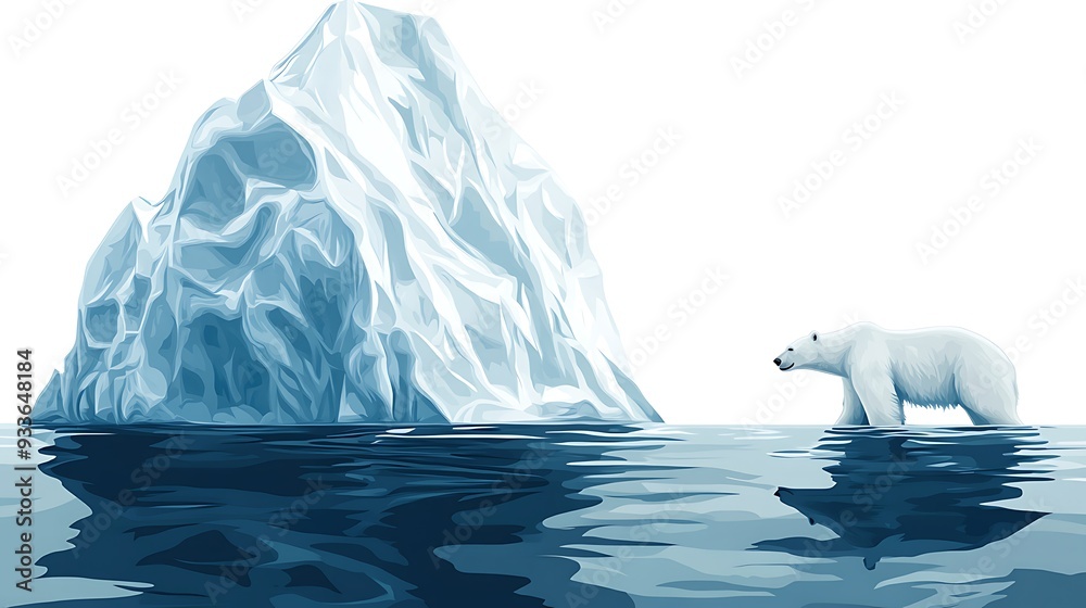 Arctic Wilderness - Isolated Polar Bear and Massive Iceberg Clipart ...