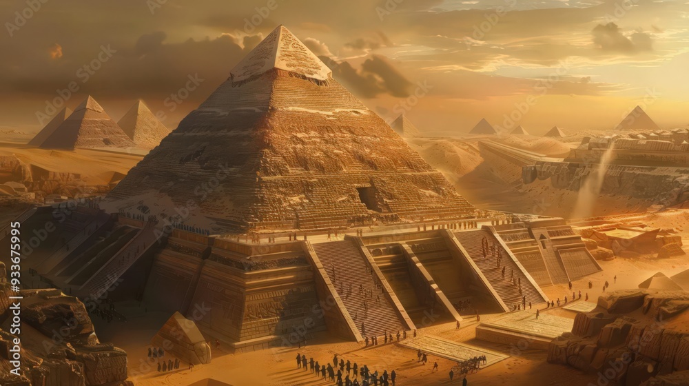 A detailed view of the Pyramid of Menkaure with its smaller size ...