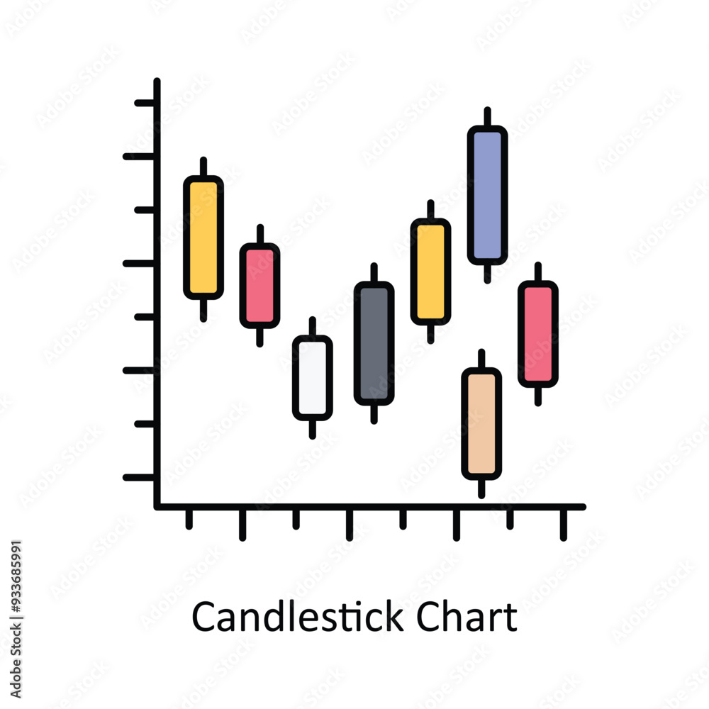 Candlestick Chart vector filled outline Icon Design illustration. Smart ...