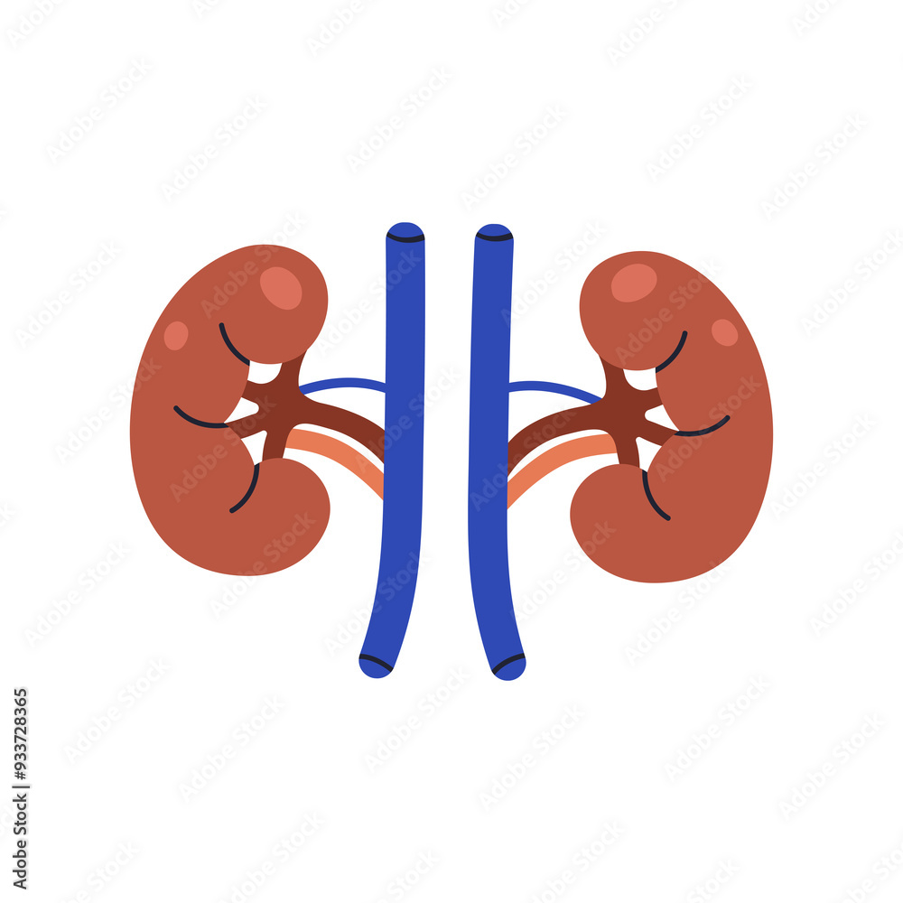 Kidneys organ icon, human anatomy. Internal body part. Anatomical flat ...
