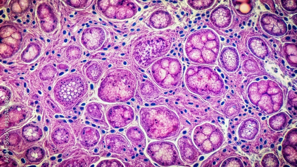 Light microscope image of liver tissue showing parenchymatous and fatty ...