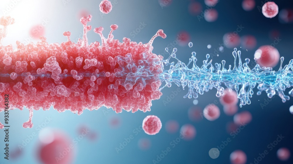 Microscopic view of a bacterium with detailed cell structure ...