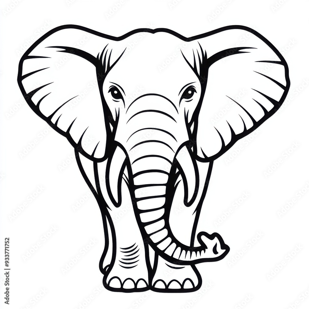Adult Elephant Facing Forward with Gentle Expression for Drawing Stock ...