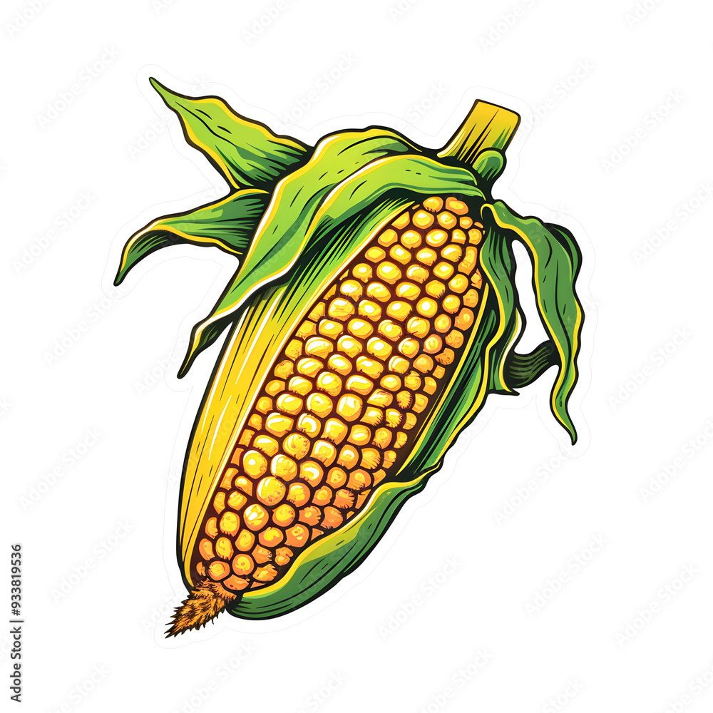 Illustration of Corn Sticker Isolated on Transparent Background - High ...